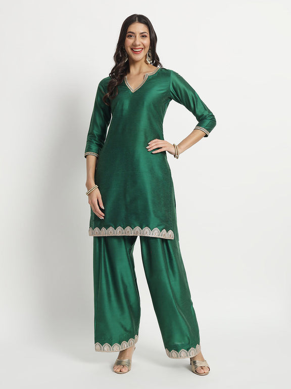 Silken Shade of Green Kurti with Salwar – anokherang
