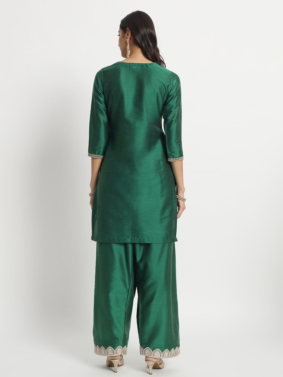 Silken Shade of Green Kurti with Salwar – anokherang