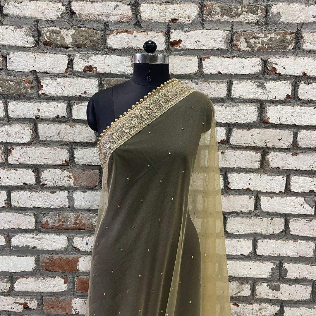 Bridal Gold Bliss Embroidered Net Dupatta – anokherang