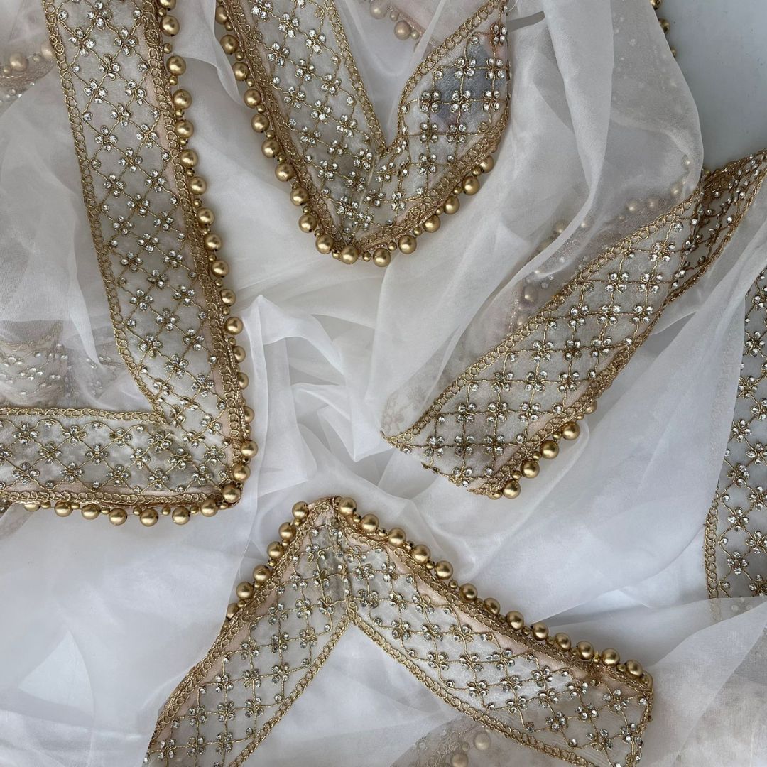 Bridal Ivory Jewel Embroidered Organza Dupatta – anokherang