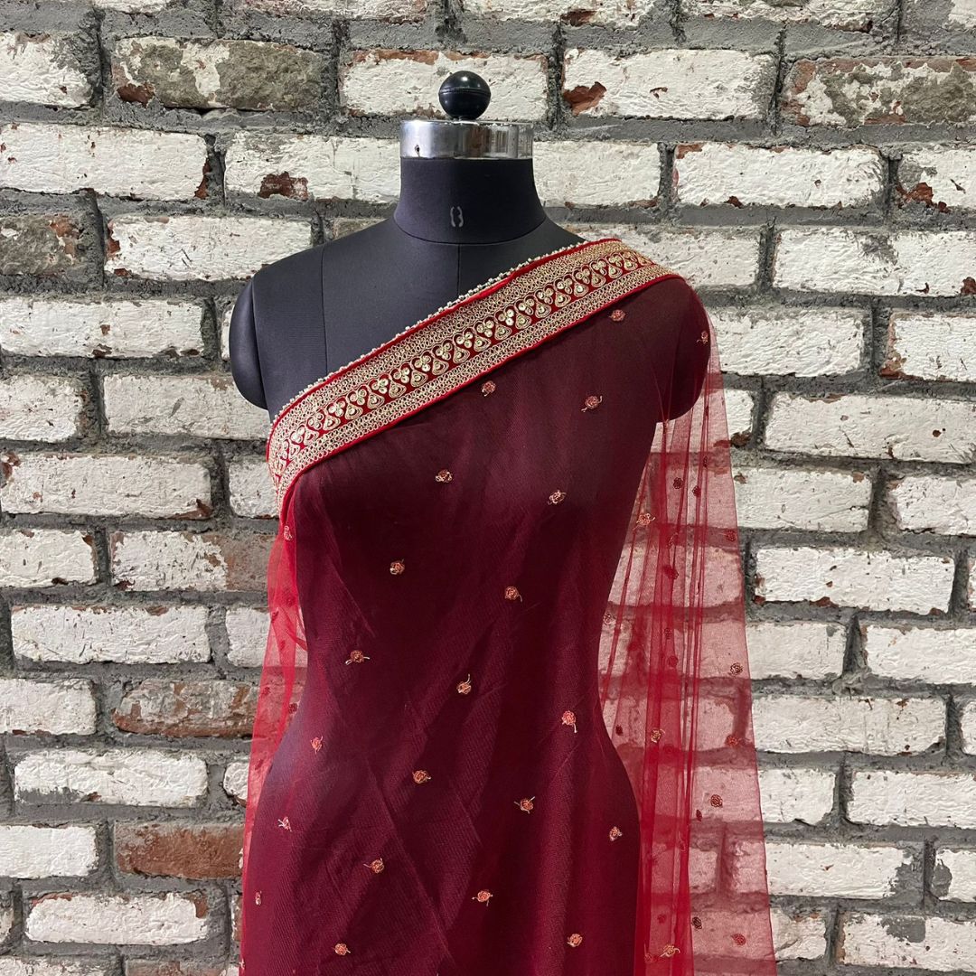 Bridal Sitara Red Sequin Net Embroidered Dupatta – anokherang