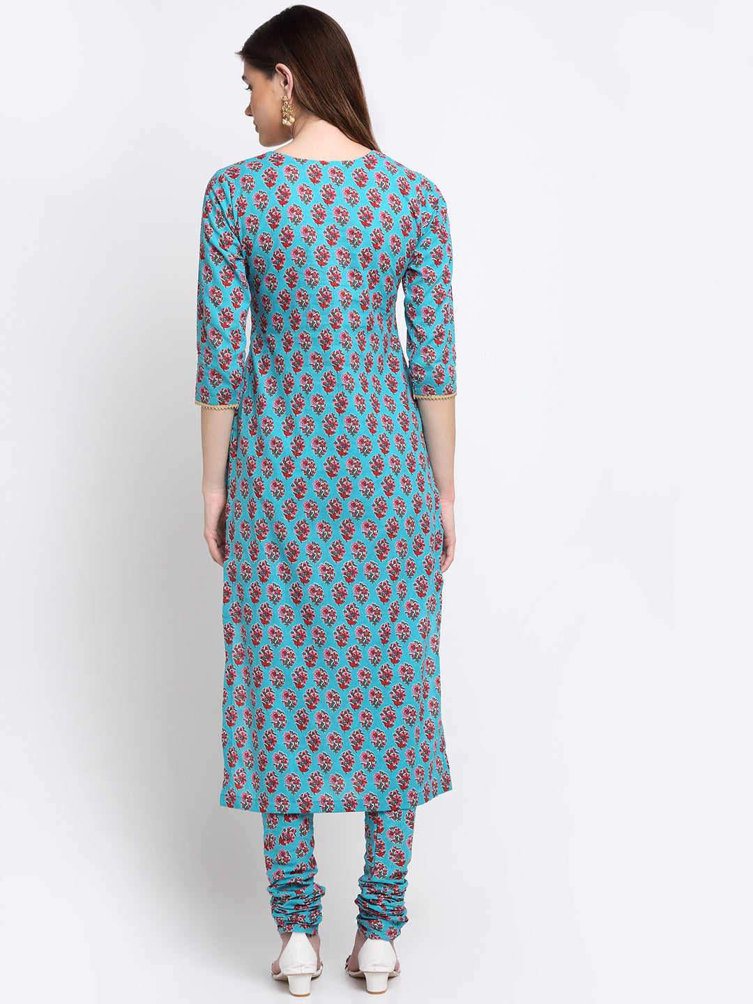 Deep Skies Firozi Floral Straight Kurti – anokherang