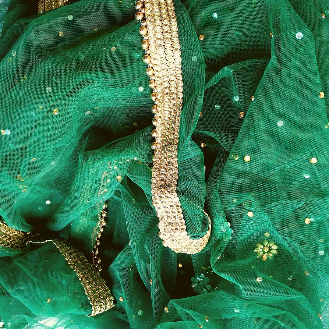 Bridal Emerald Green Stone Net Dupatta – anokherang