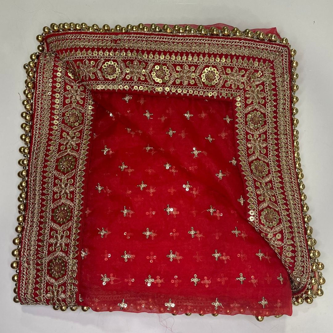 Bridal Pakeeza Red Sequin Embroidered Organza Dupatta – anokherang