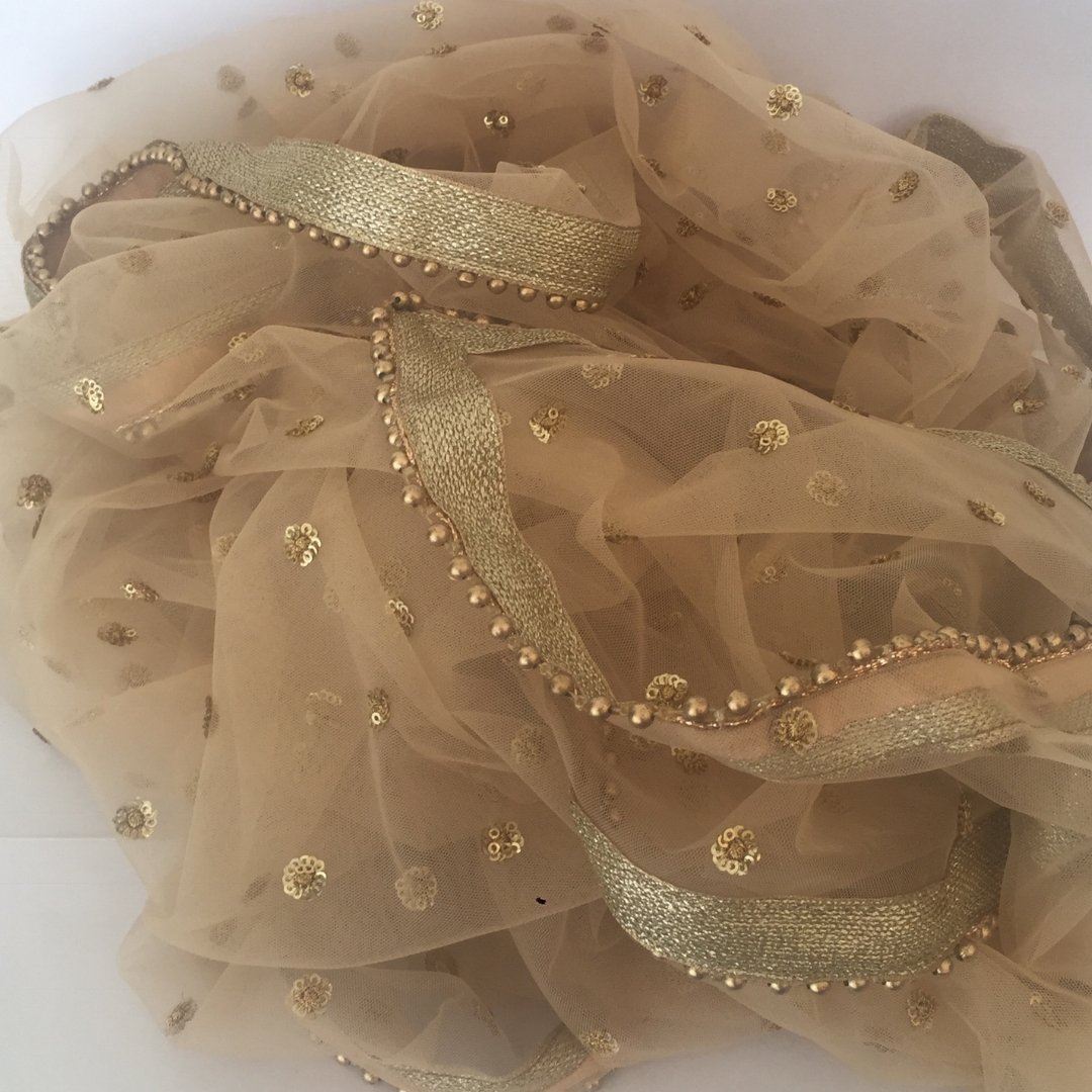 Gold Sequenced Net Dupatta – anokherang