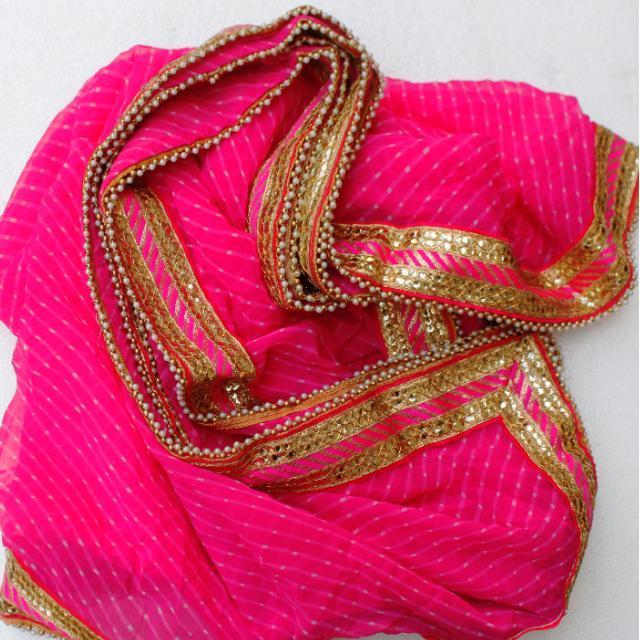Hot Pink Mothra Tie and Dye Georgette Dupatta – anokherang