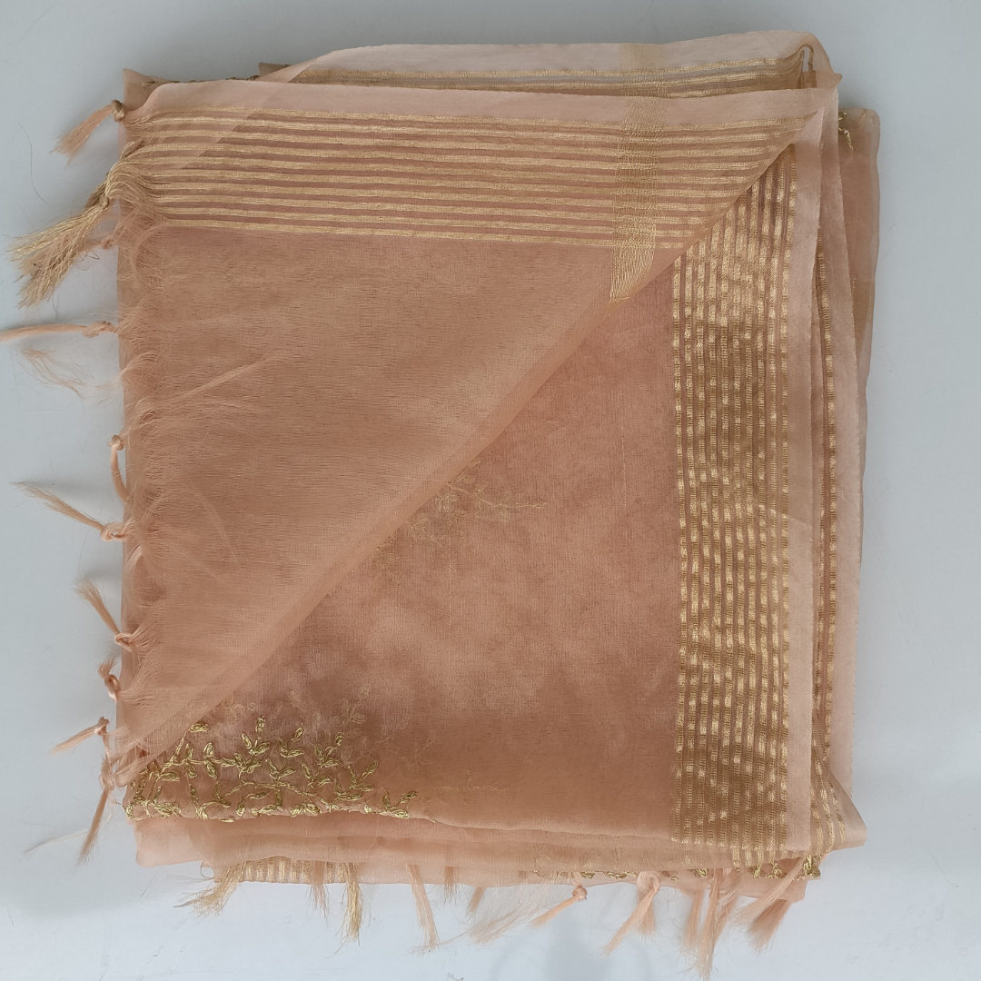 Peach Festive Embroidered Dupatta – anokherang