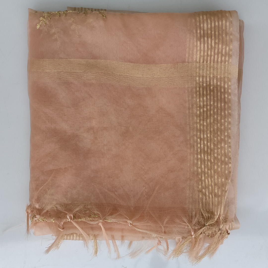 Peach Festive Embroidered Dupatta – anokherang