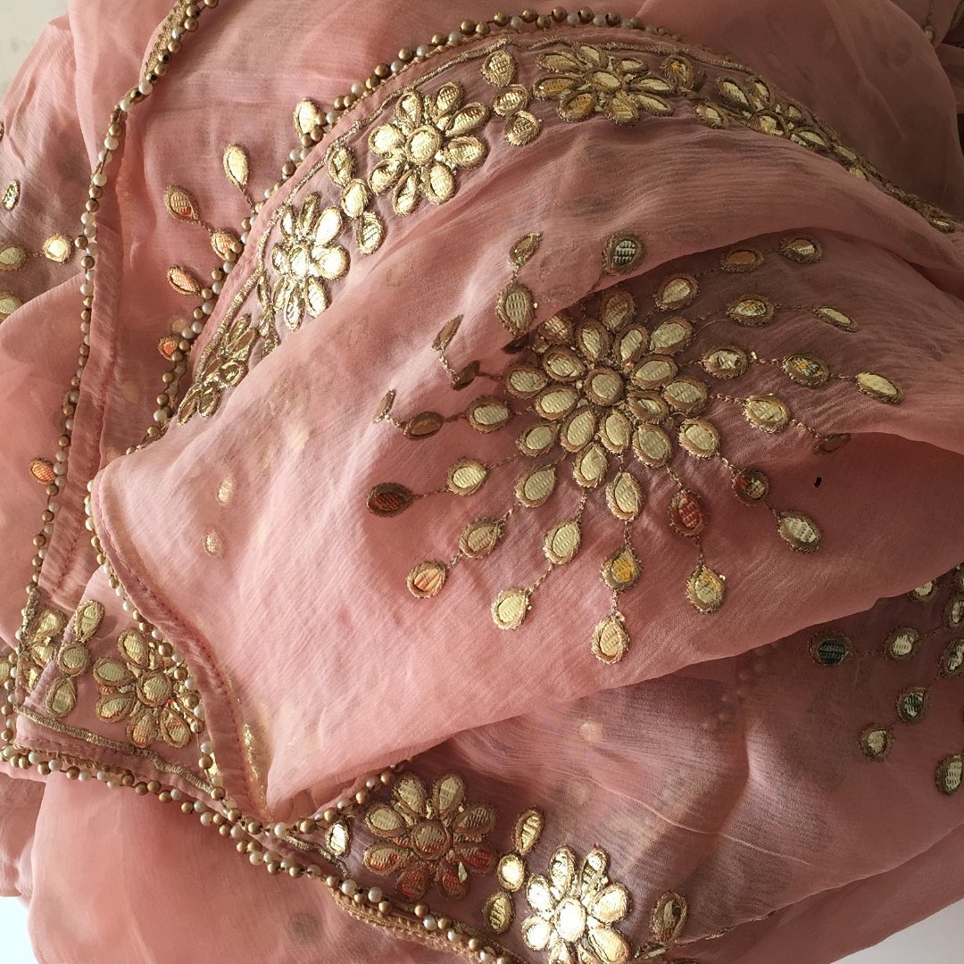 Peach Gota Patti Dupatta – anokherang