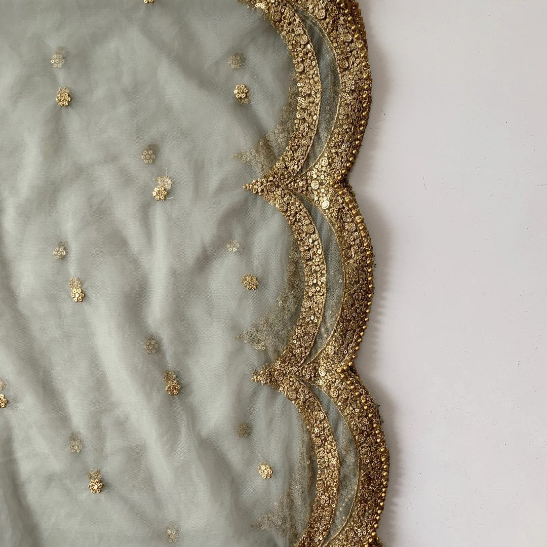Pewter Grey Embroidered Net Dupatta – anokherang