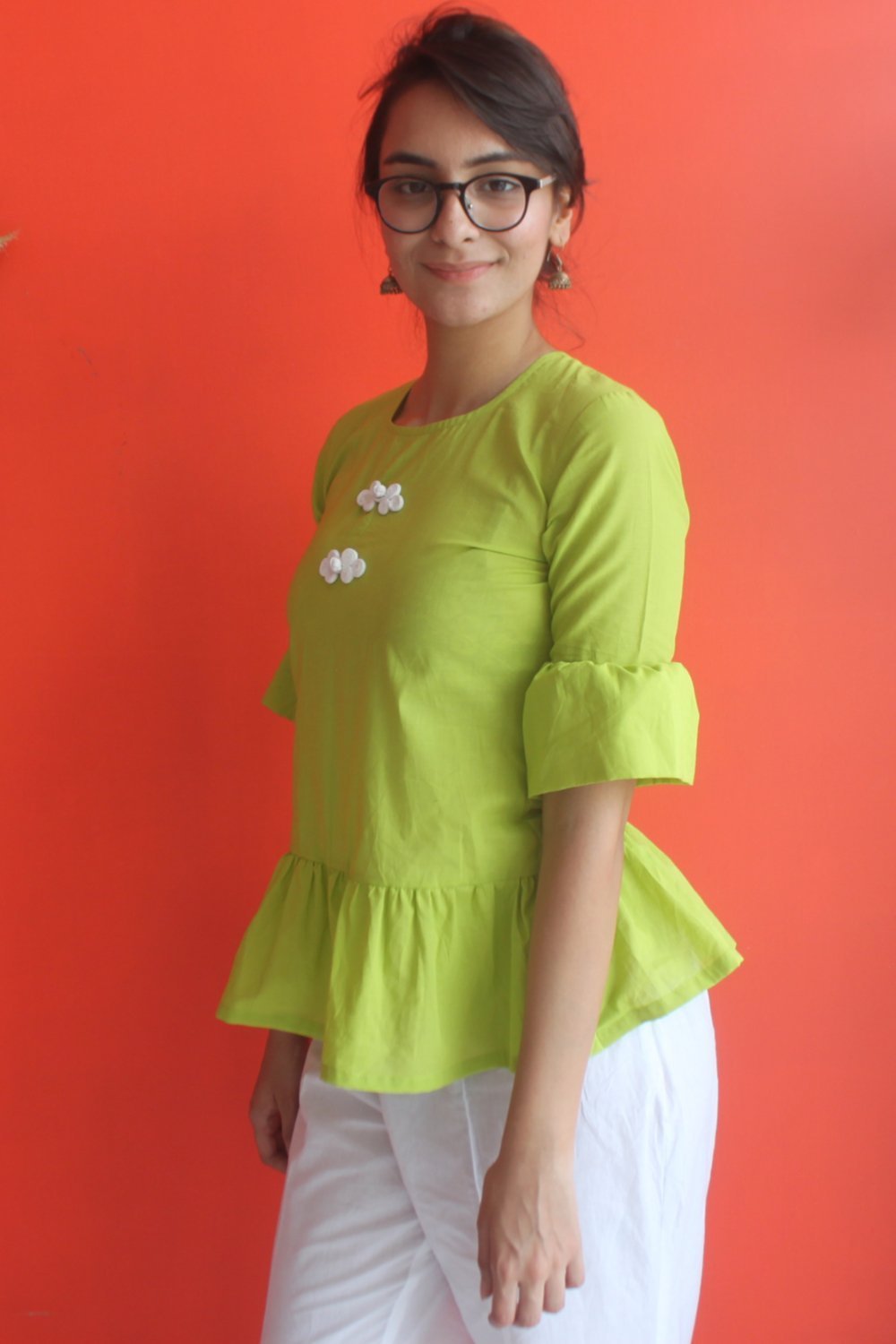 Freedom Green Gathered Top – anokherang