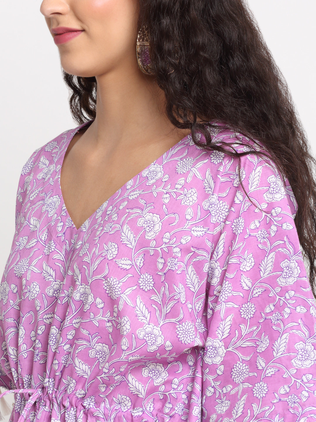 Aster Purple Printed Kaftan with Straight Pants – anokherang
